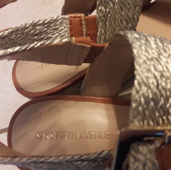 Saks Fifth Avenue | Shoes | Saks Fifth Avenue Ankle Strap Wedge Heels ...